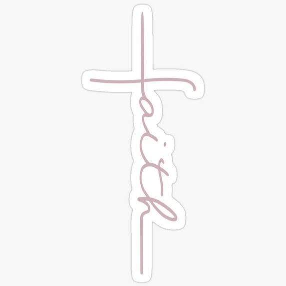 DOPASTICKER Pink Faith Cross Cursive Christian - Perfect Birthday Gift ...