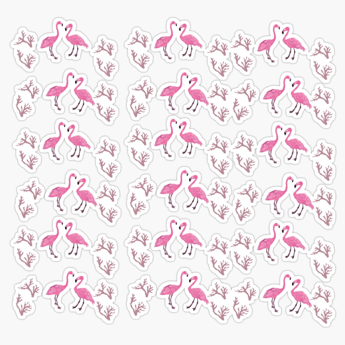DOPASTICKER Pink Flamingo Birds Sticker, Phone Sticker Water Bottle ...