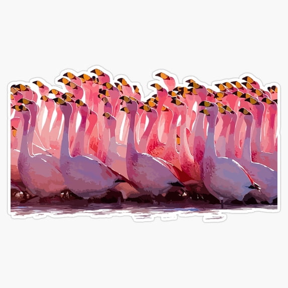 DOPASTICKER Pink Flamingo Family Painting Art Sticker, Phone Sticker ...