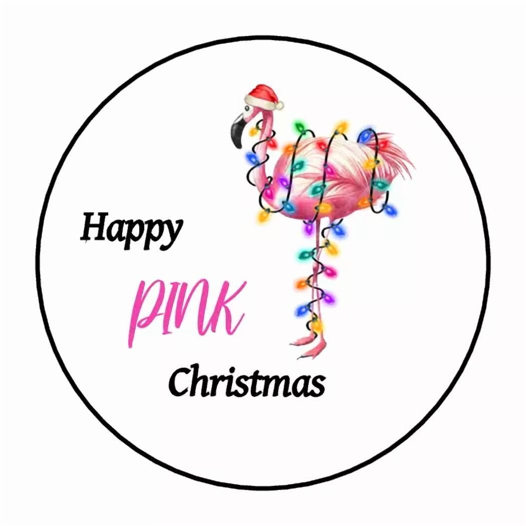 DOPASTICKER Pink Flamingo Merry Noel Stickers Gift You - Decorate ...