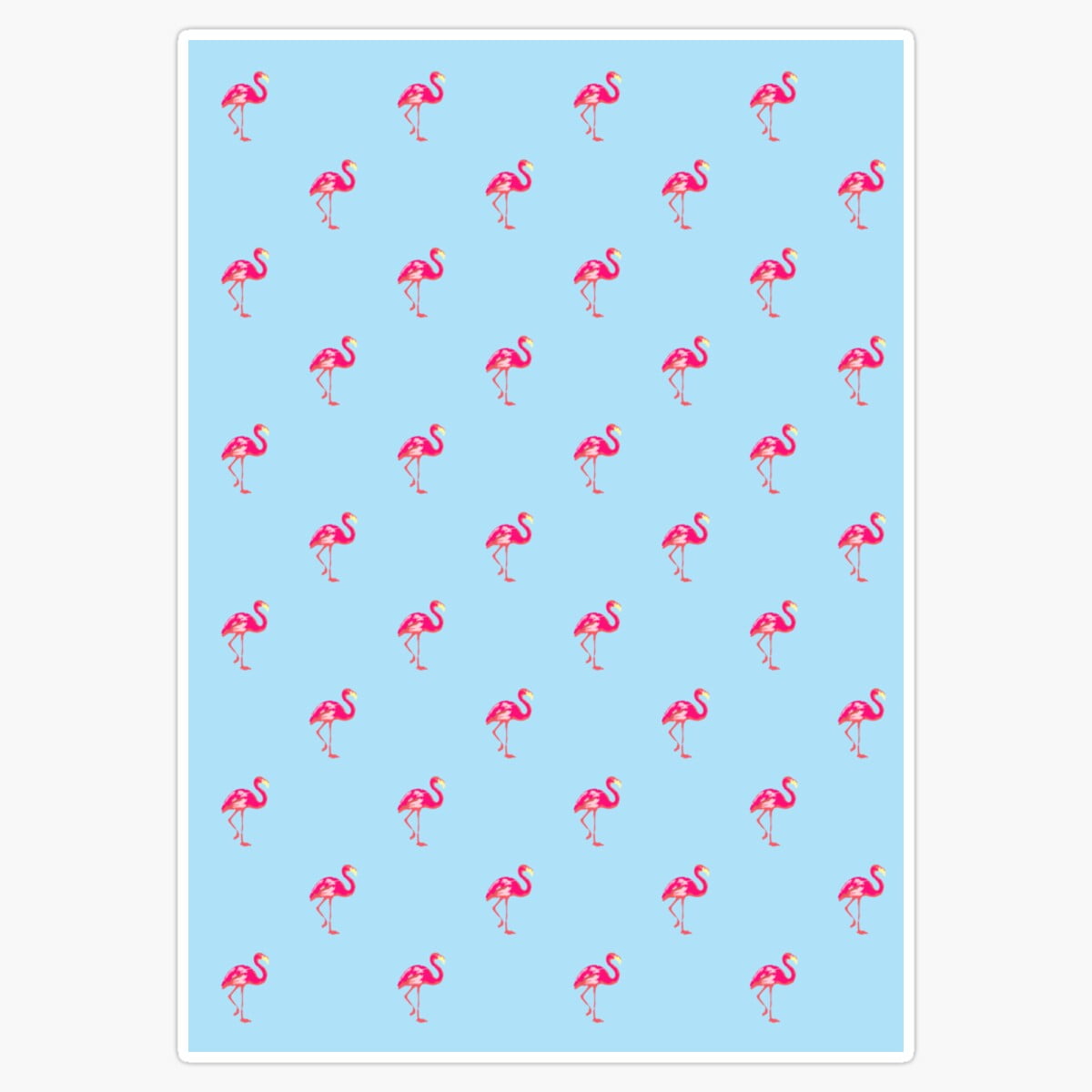 DOPASTICKER Pink Flamingo Pattern With Blue Background Sticker, Phone ...