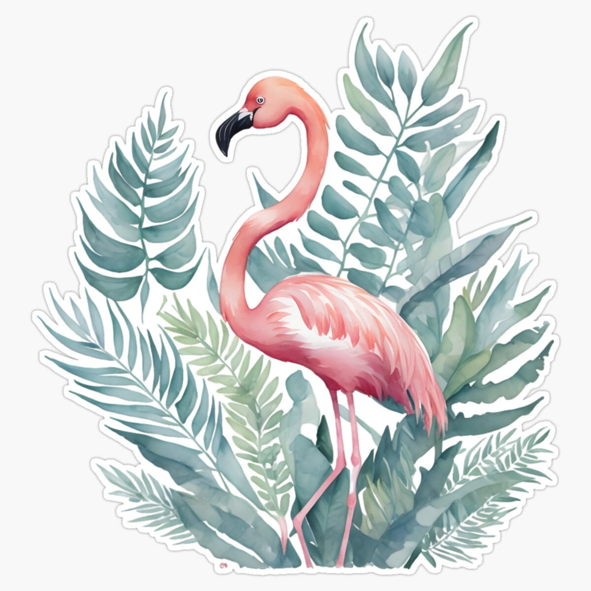 DOPASTICKER Pink Flamingo Sticker, Phone Sticker Water Bottle Sticker ...