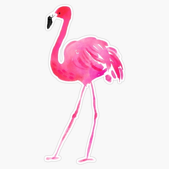 DOPASTICKER Pink Flamingo Watercolor Graphic Sticker, Phone Sticker Car ...