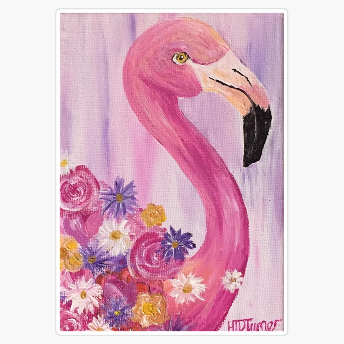 DOPASTICKER Pink Flowery Flamingo Sticker, Phone Sticker Car Stickers ...