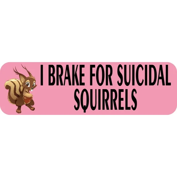 DOPASTICKER Pink I Brake For Suicidal Squirrels Sticker Phone Sticker ...