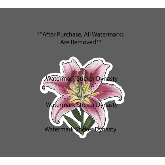 DOPASTICKER Pink Lily Sticker Flower Floral Nature Garden Sticker Phone ...