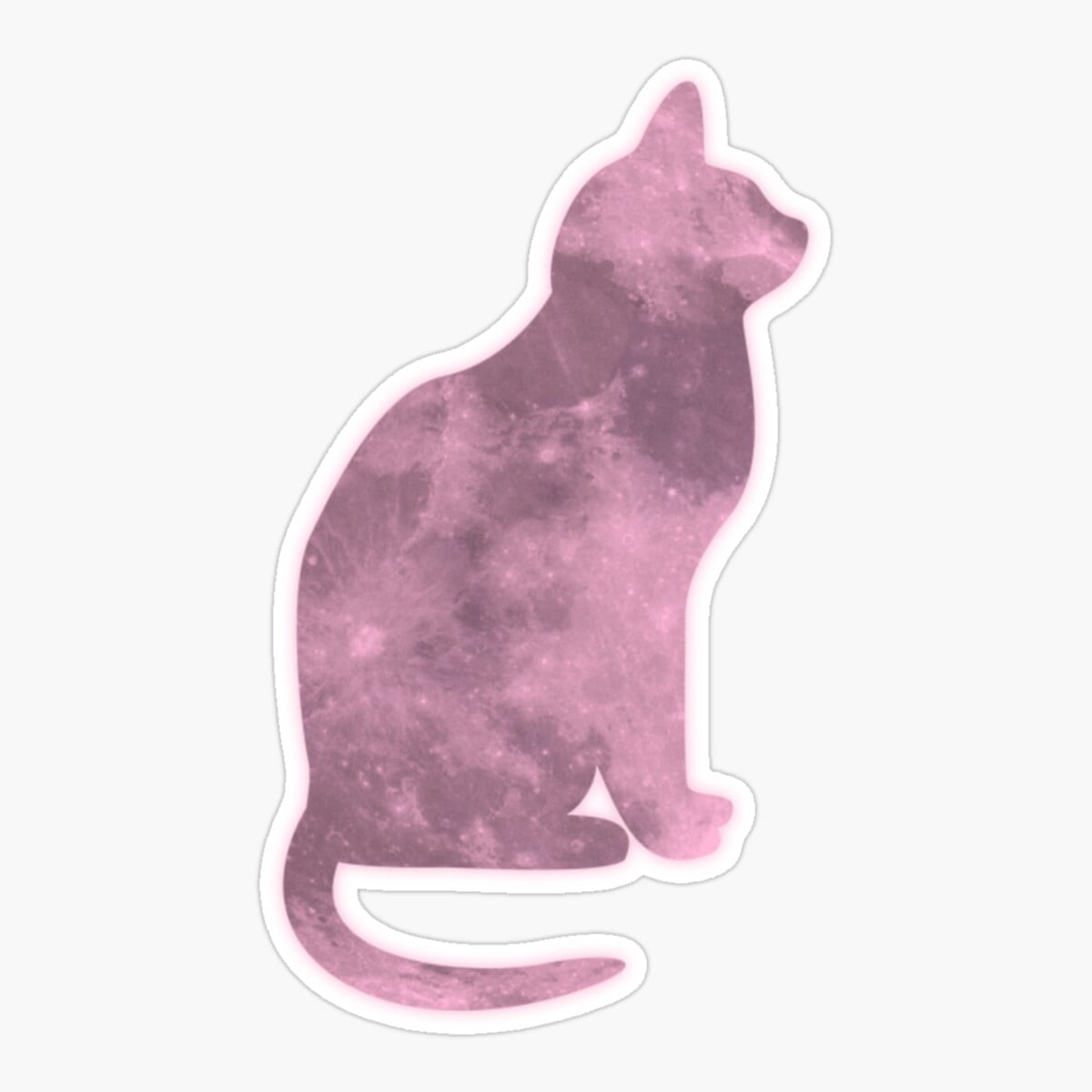 DOPASTICKER Pink Moon Cat Silhouette Sticker, Phone Sticker Car Sticker ...