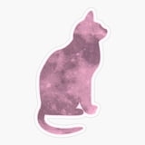 DOPASTICKER Pink Moon Cat Silhouette Sticker, Phone Sticker Car Sticker ...