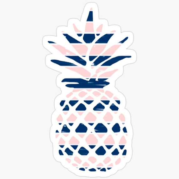 DOPASTICKER Pink And Navy Preppy Pineapple Design Sticker Birthday ...