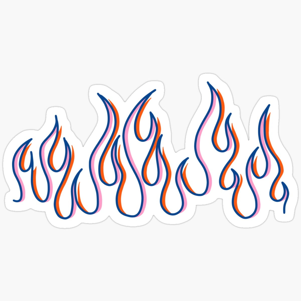 DOPASTICKER Pink Orange Blue Flames Sticker Birthday Gifts - Decorative ...