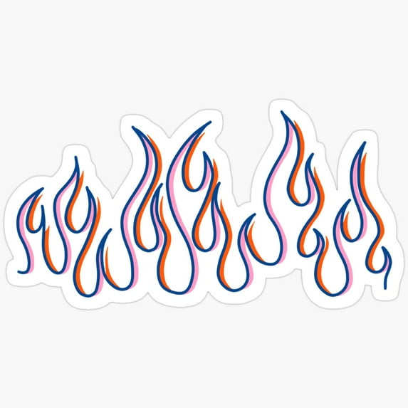 DOPASTICKER Pink Orange Blue Flames Sticker Birthday Gifts - Decorative ...