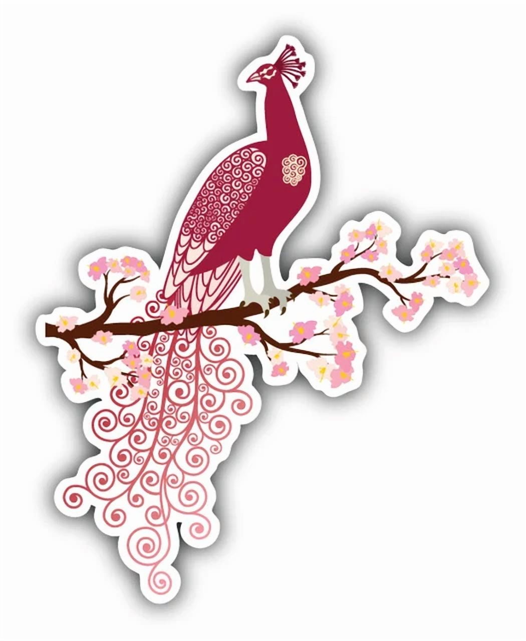 DOPASTICKER Pink Peacock Sticker Decal Phone Decal Water Bottle ...