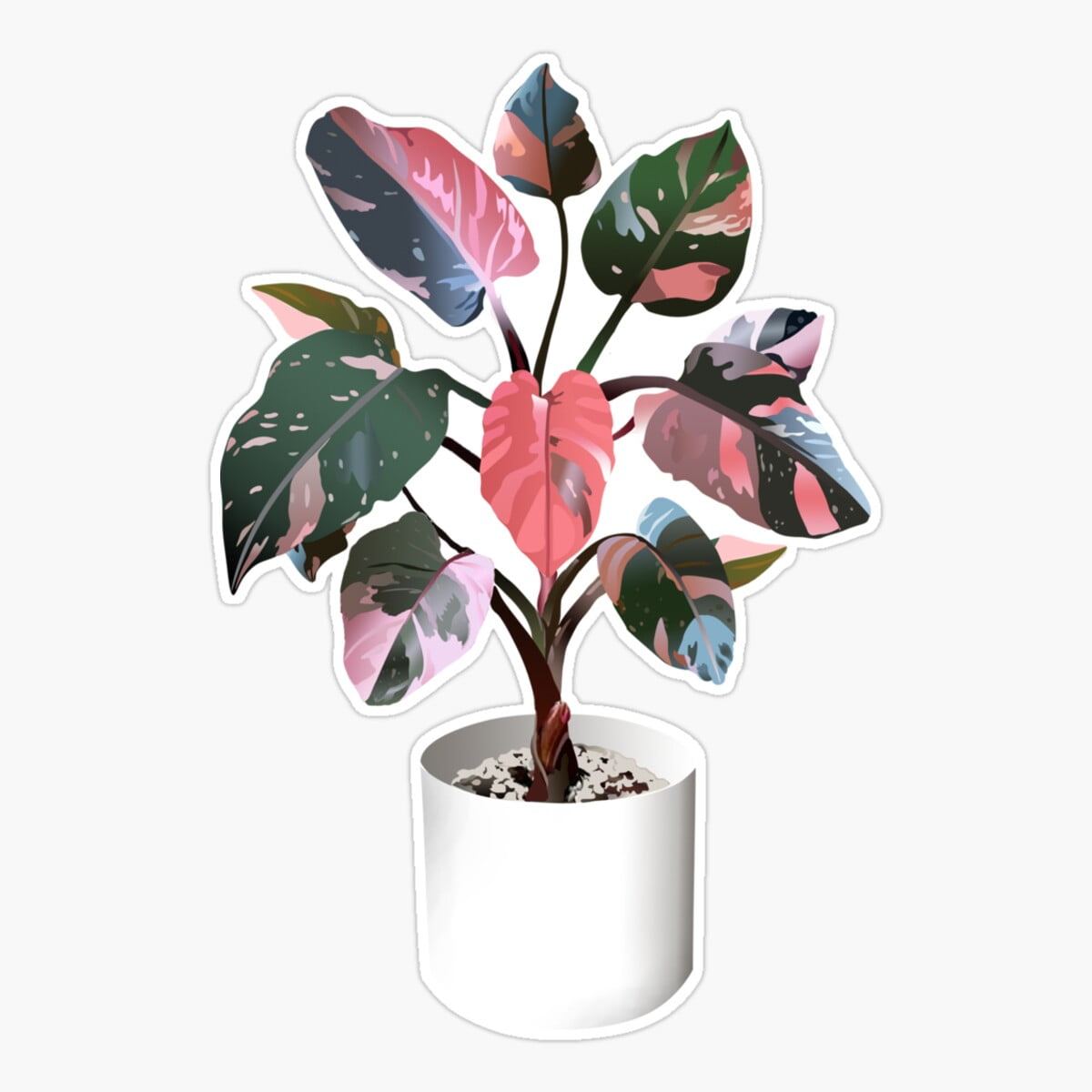 DOPASTICKER Pink Princess Philodendron In Pot Graphic Drawing Sticker ...