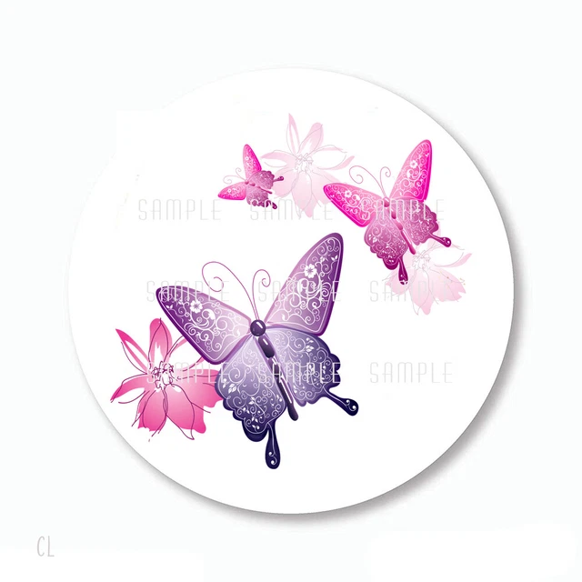 DOPASTICKER Pink Purple Butterflies Scrapbook Stickers Phone Water ...