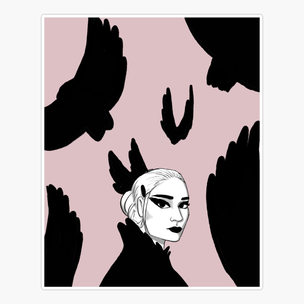 DOPASTICKER Pink Raven Sticker, Phone Sticker Water Bottle Sticker Car ...