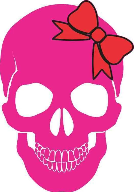 DOPASTICKER Pink Skull With Red Bow Sticker Car Sticker Phone Sticker ...