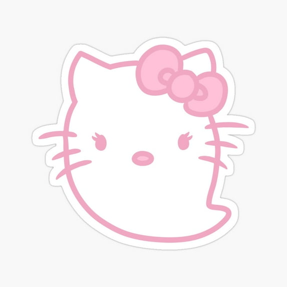 DOPASTICKER Pink Spooky Cat Kitty Ghost Decorative Laptop, Phone Stickers, Waterproof Decals ...
