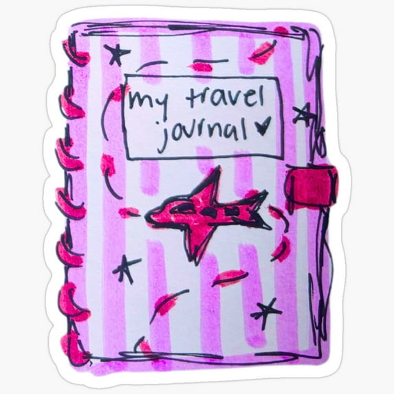 DOPASTICKER Pink Travel Journal Sticker Phone Sticker, Latop Sticker ...