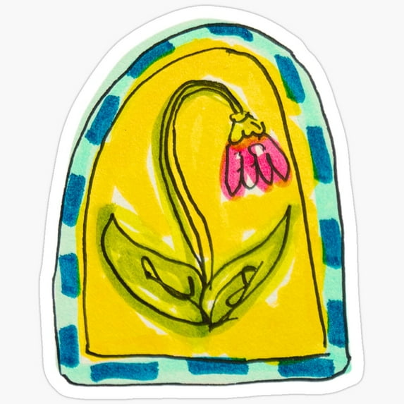 DOPASTICKER Pink Tulip With Blue Border Sticker Phone Sticker, Latop ...