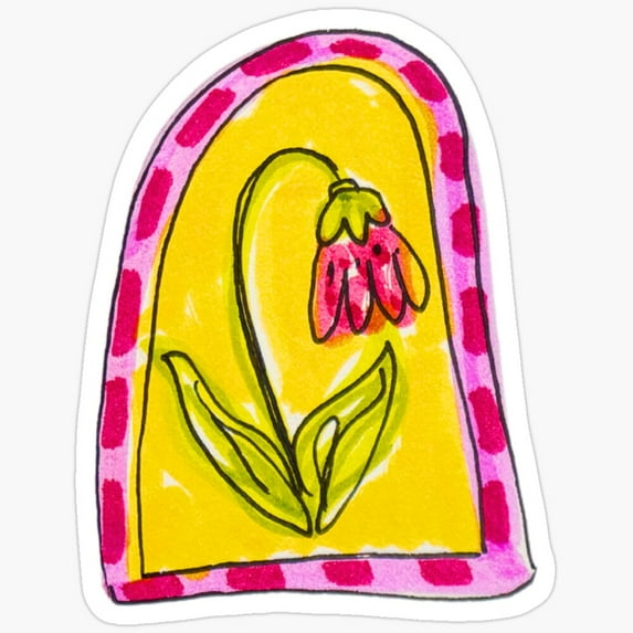 DOPASTICKER Pink Tulip With Pink Border Sticker Phone Sticker, Latop ...