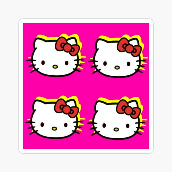DOPASTICKER Pink & Yellow Kitty Decorative Laptop, Phone Stickers ...