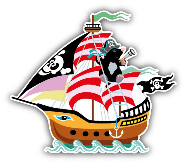DOPASTICKER Pirate Animal Ship Cartoon Sticker Decal Phone Decal Water ...
