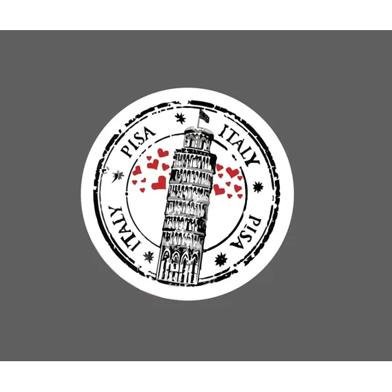 DOPASTICKER Pisa Italy Sticker Tower Hearts Travel Country City Sticker ...
