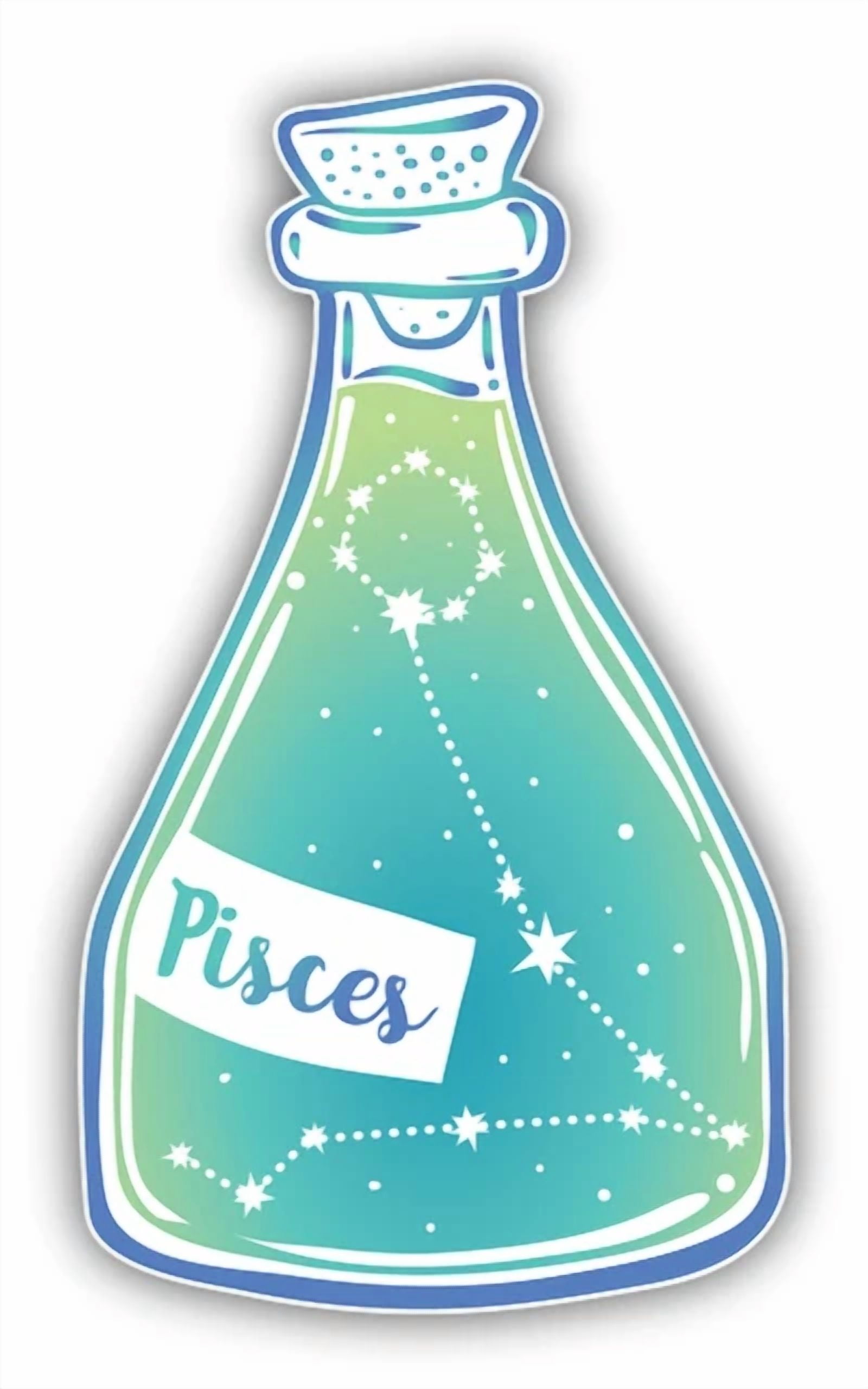 DOPASTICKER Pisces Zodiac Sign Magic Bottle Sticker Phone Water Bottle ...