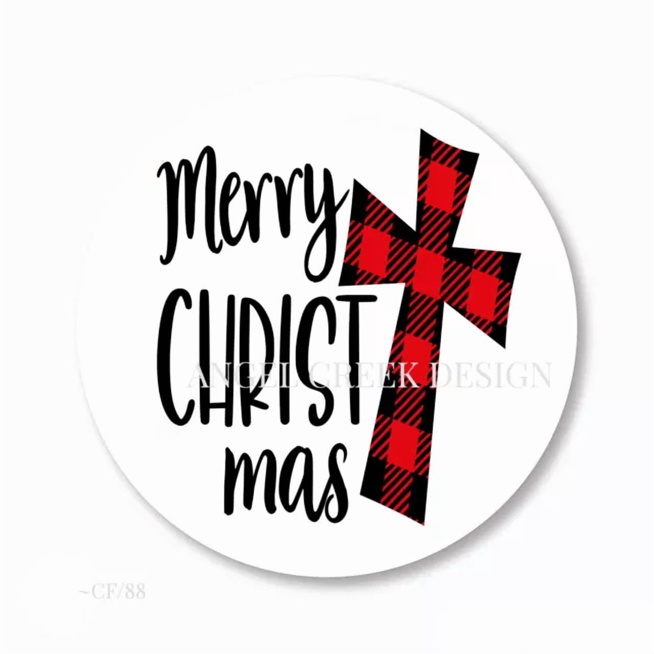 DOPASTICKER Plaid Cross Merry Chri.Stm.As Stickers Religious Holiday ...