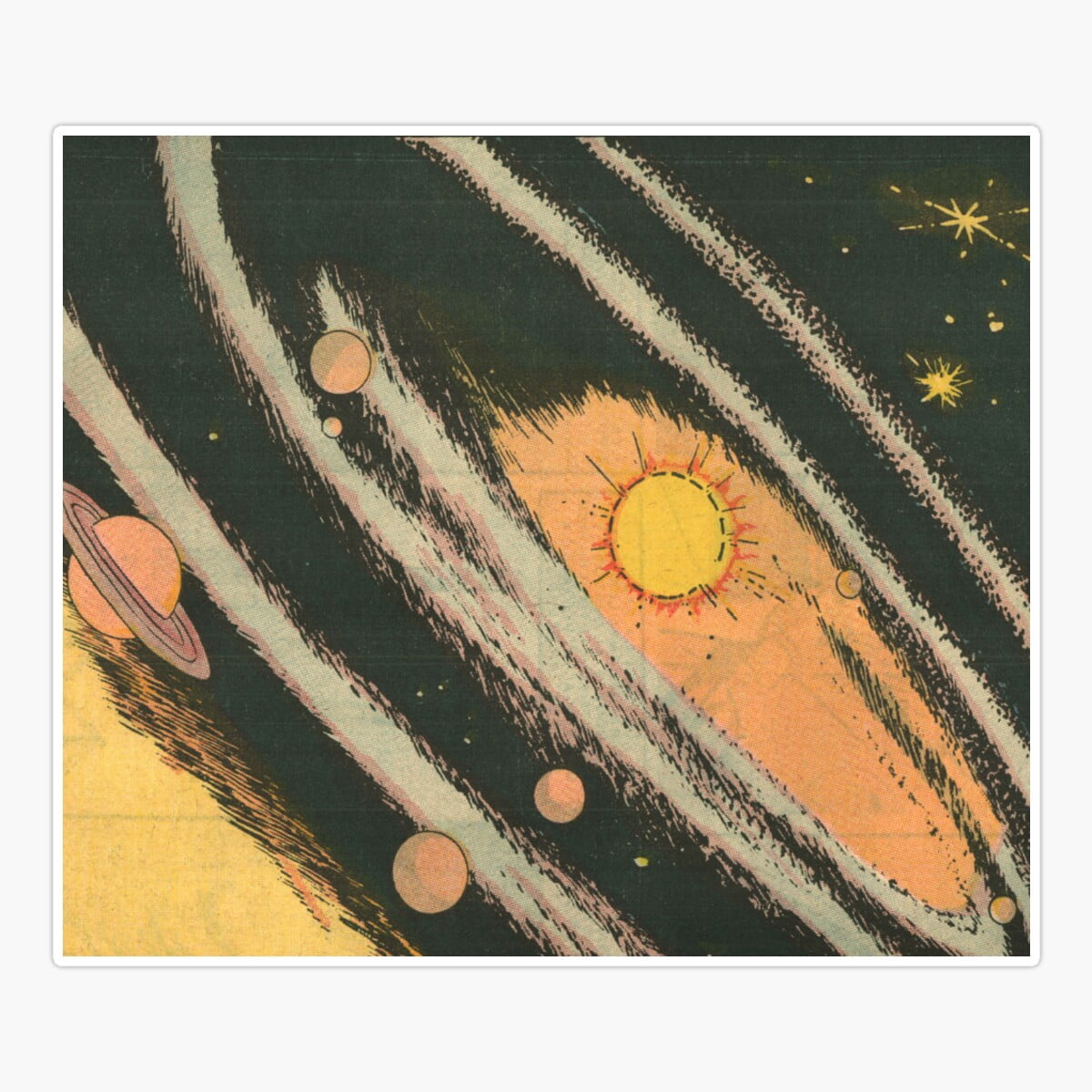 DOPASTICKER Planets In Orbit - Vintage Retro Pop Art Comic Sticker ...