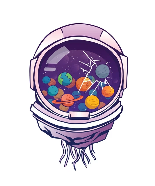 DOPASTICKER Planets Sticker Astronaut Space Galaxy Solar System Cool ...