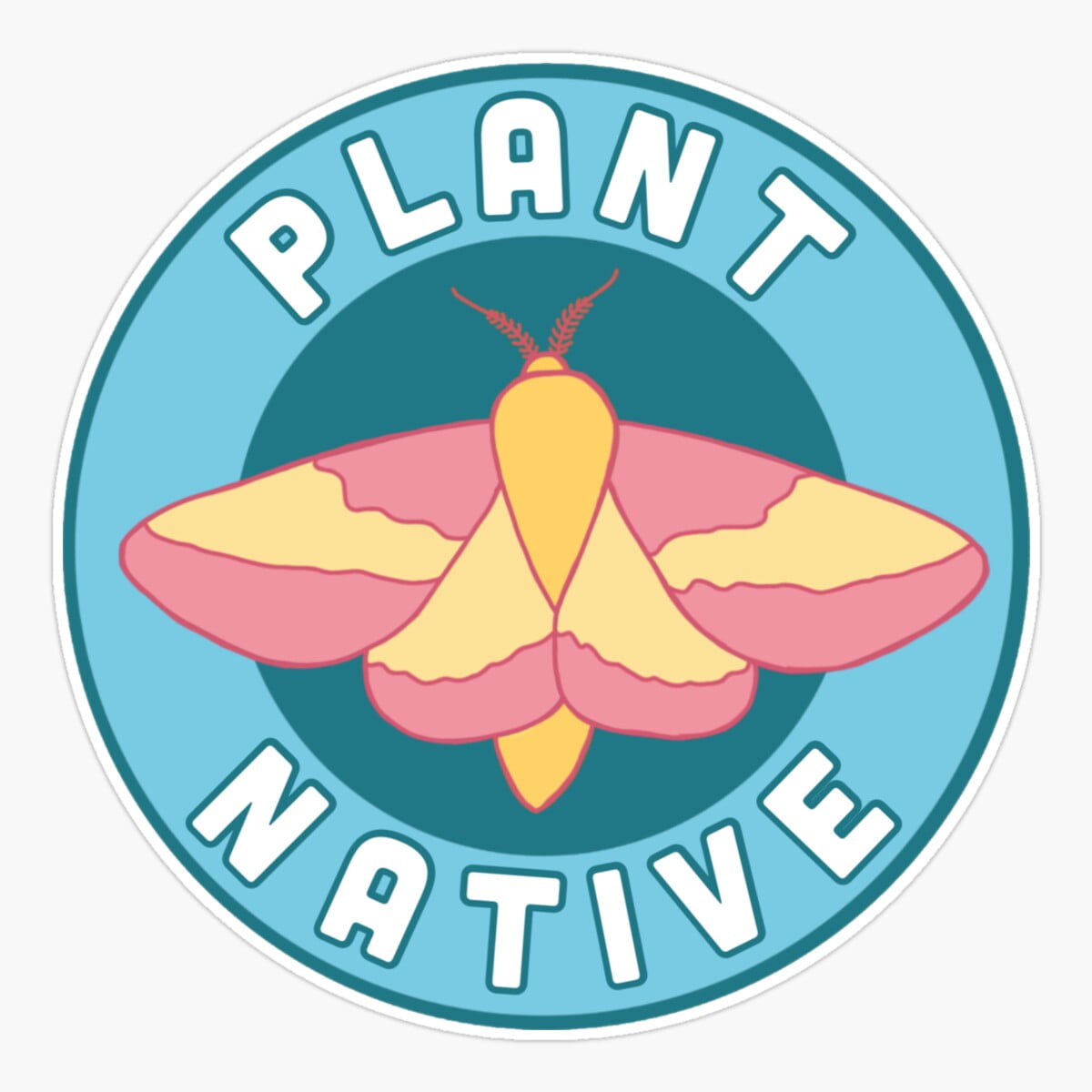 DOPASTICKER Plant Native Rosy Maple Moth Sticker, Phone Sticker Car ...
