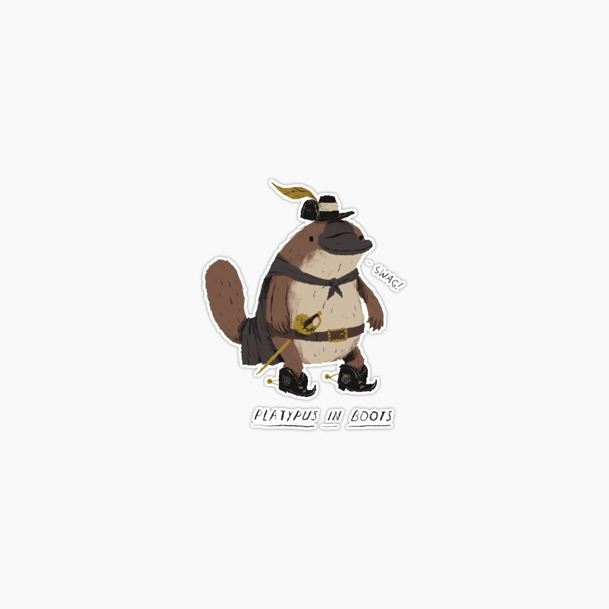 DOPASTICKER Platypus In Boots Sticker, Phone Sticker Water Bottle ...