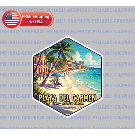 DOPASTICKER Playa Del Carmen Mexico Country Sticker Souvenir Travel Map ...