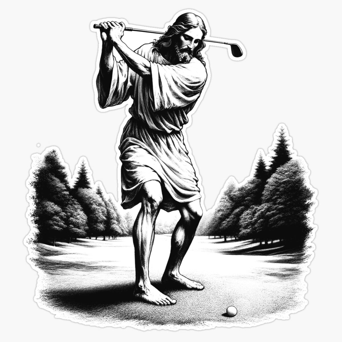 DOPASTICKER Playing Golf Retro 90S Golfer Christian Sticker, Phone ...