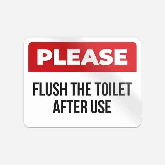 DOPASTICKER Please Flush The Toilet After Use Red Warning Sticker Decal ...
