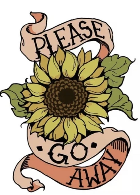 DOPASTICKER Please Go Away Sticker Sunflower Country Rustic Garden ...