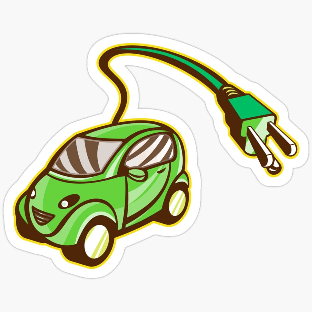 DOPASTICKER Plug-In Hybrid Electric Vehicle Isolated Sticker Phone ...