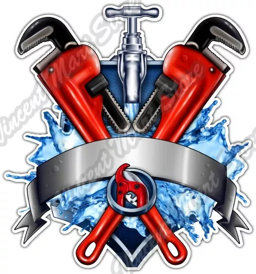 DOPASTICKER Plumbing Plumber Pipe Drain Fittings Wrench Car Sticker ...