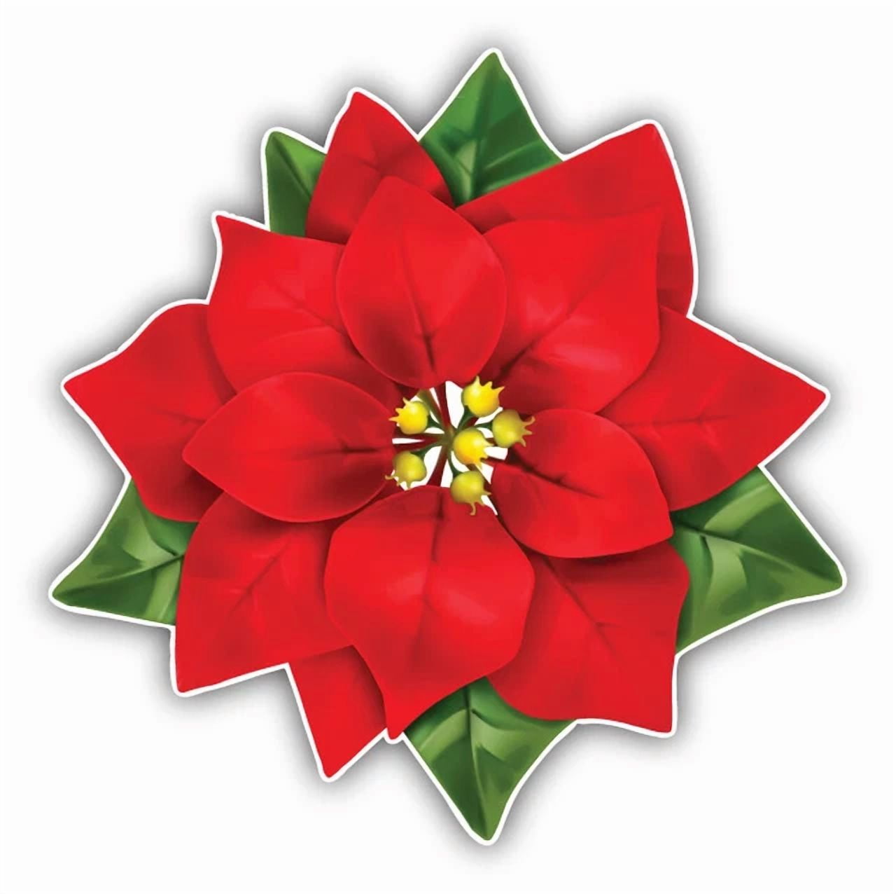 DOPASTICKER Poinsettia Chri.Stm.As Star Car Sticker Phone Water Bottle ...