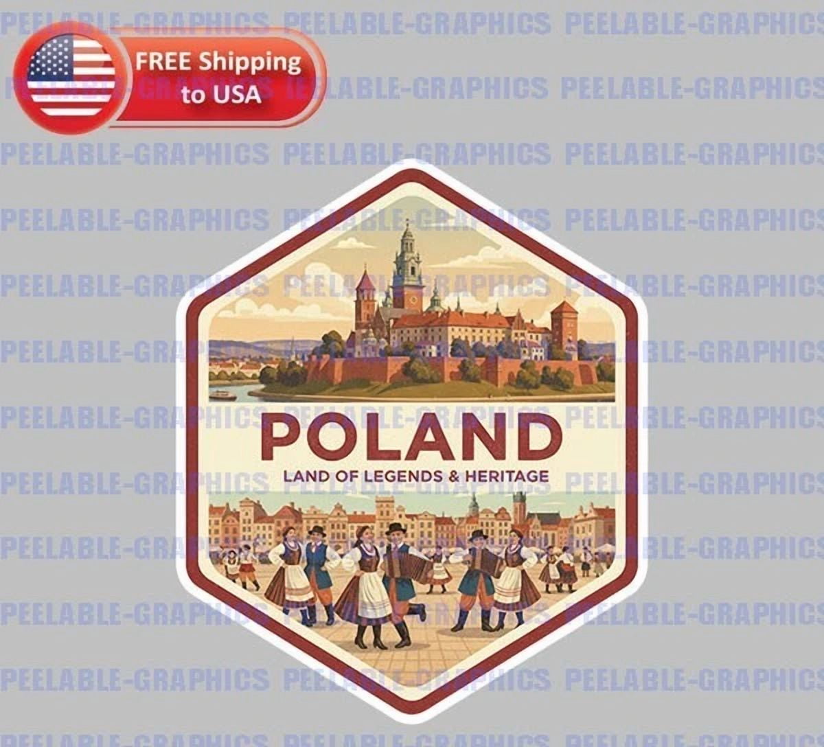 DOPASTICKER Poland Country Sticker Souvenir Travel Map Sticker Phone ...