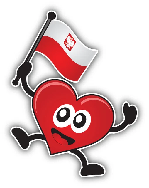 DOPASTICKER Poland Flag Heart Fan Sticker Decal Phone Decal Water ...