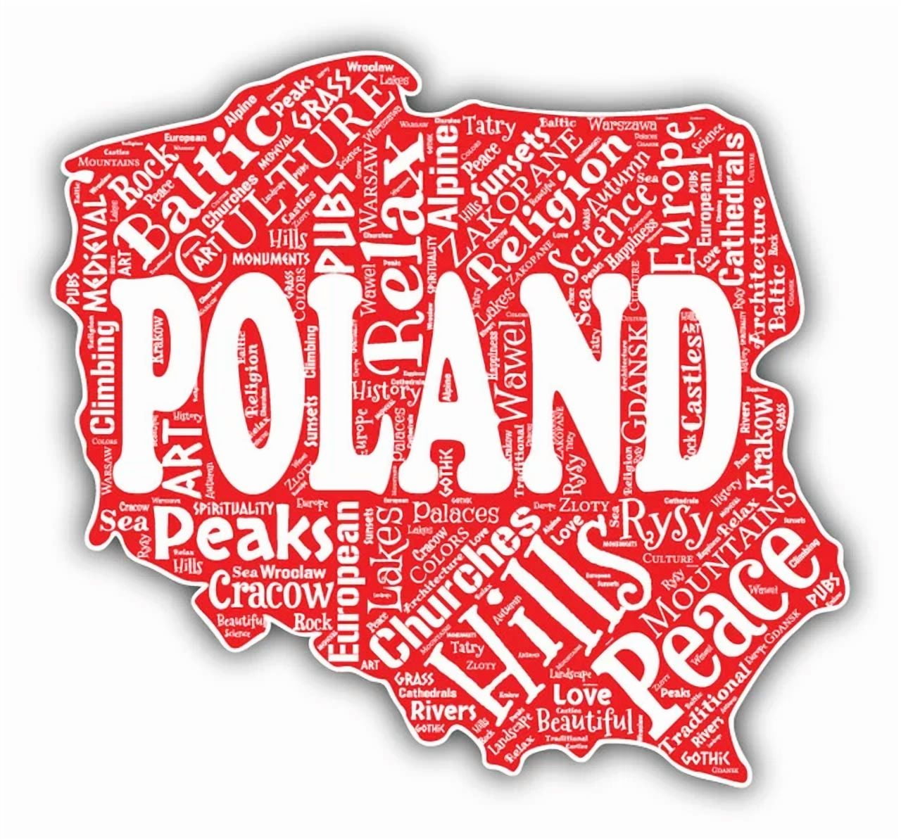 DOPASTICKER Poland Map Word Cloud Travel Sticker Decal Phone Decal ...
