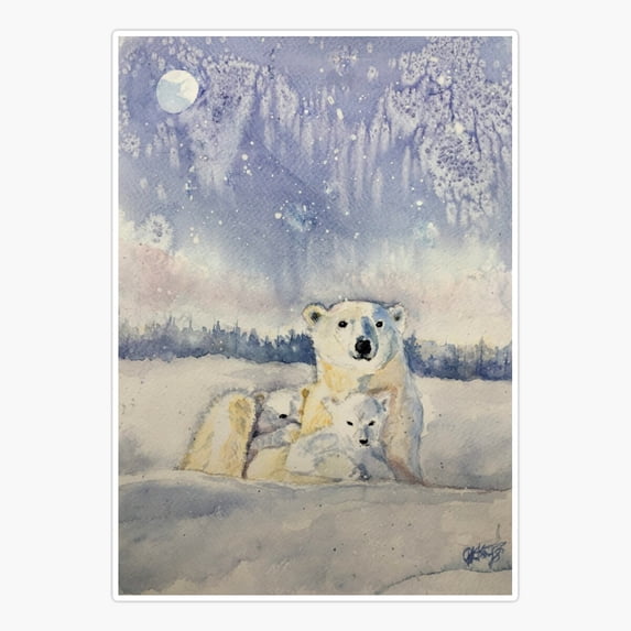 DOPASTICKER Polar Bear And Cubs Sticker, Phone Sticker Water Bottle ...