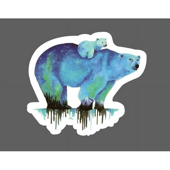 DOPASTICKER Polar Bear Sticker Cub Mother Animal Arctic Nature Sticker ...