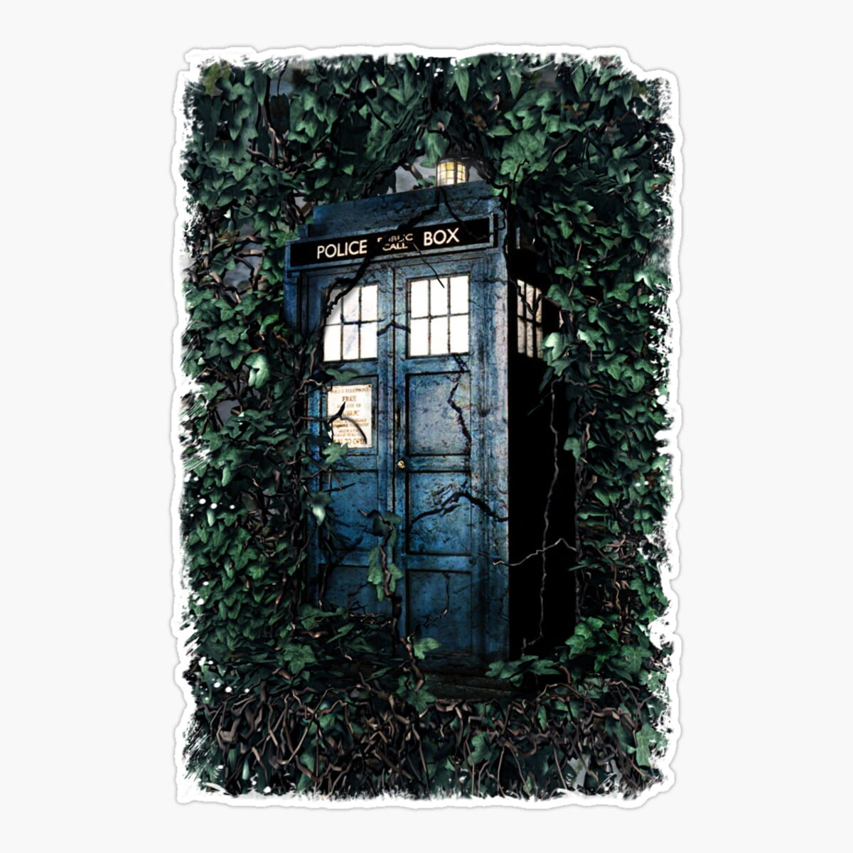 DOPASTICKER Police Box In The Garden , Sticker, Phone Sticker Car ...