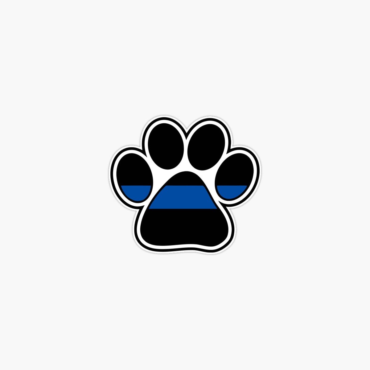 DOPASTICKER Police Dog Paw Print With Blue Line Sticker, Phone Sticker ...