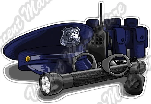 DOPASTICKER Police Gear Cop Cops Ems Belt Flashlight Car Sticker Decal ...