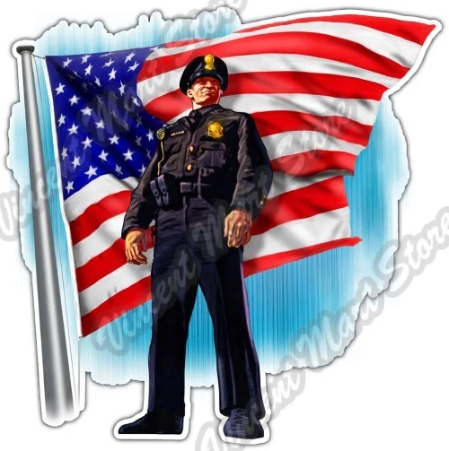 DOPASTICKER Police Officer Enforcement Law Usa Flag Cop Car Sticker ...