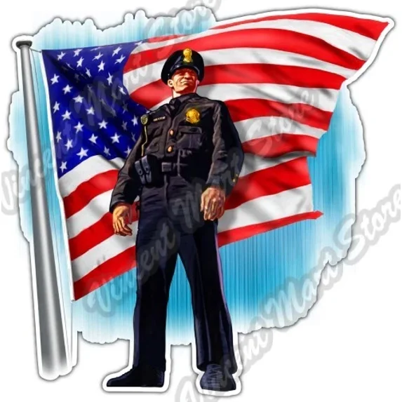 DOPASTICKER Police Officer Enforcement Law Usa Flag Cop Car Sticker ...
